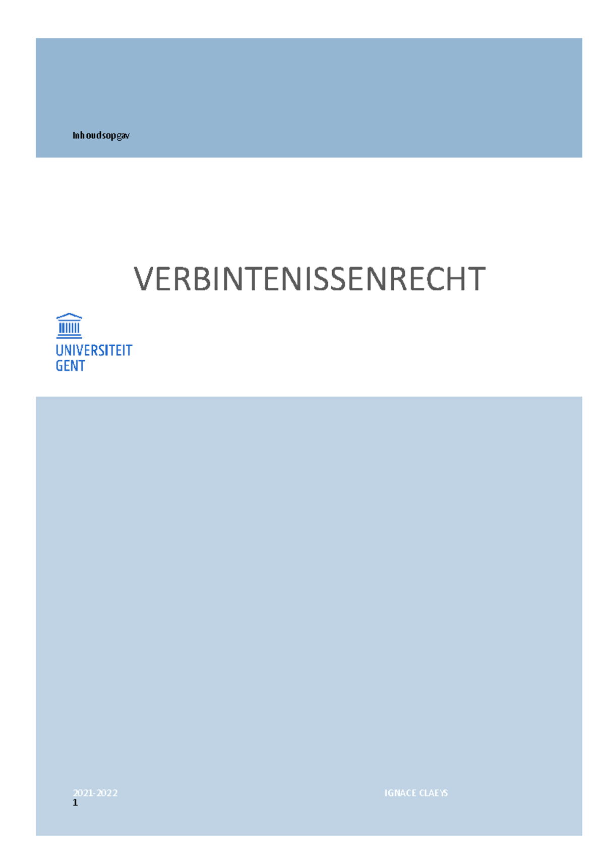 Studentencursus verbintenis - 2021-2022 IGNACE CLAEYS ...