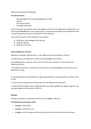 Civil Litigation - Pre Action Protocols - WEEK 2 – PRE ACTION PROTOCOLS ...