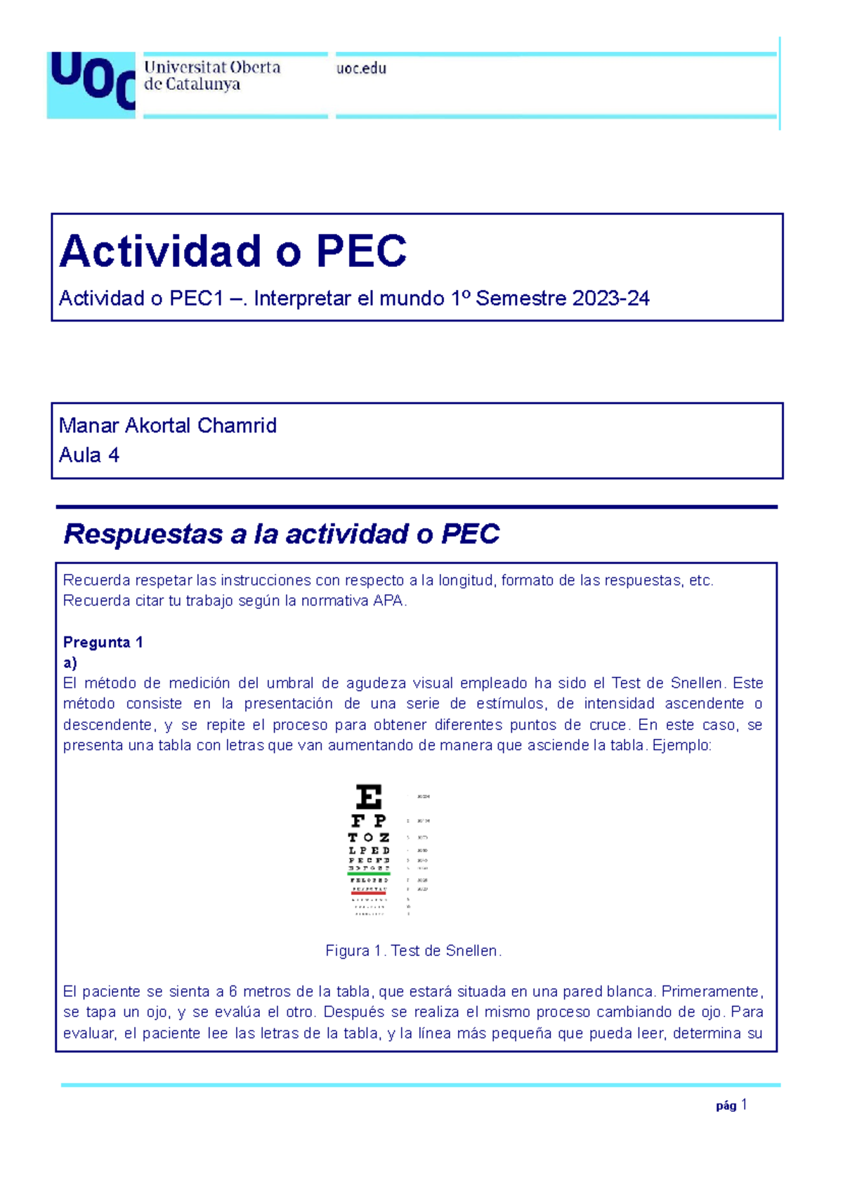 Reto 1. pdf - psicologia reto 1 - Actividad o PEC Actividad o PEC1 ...