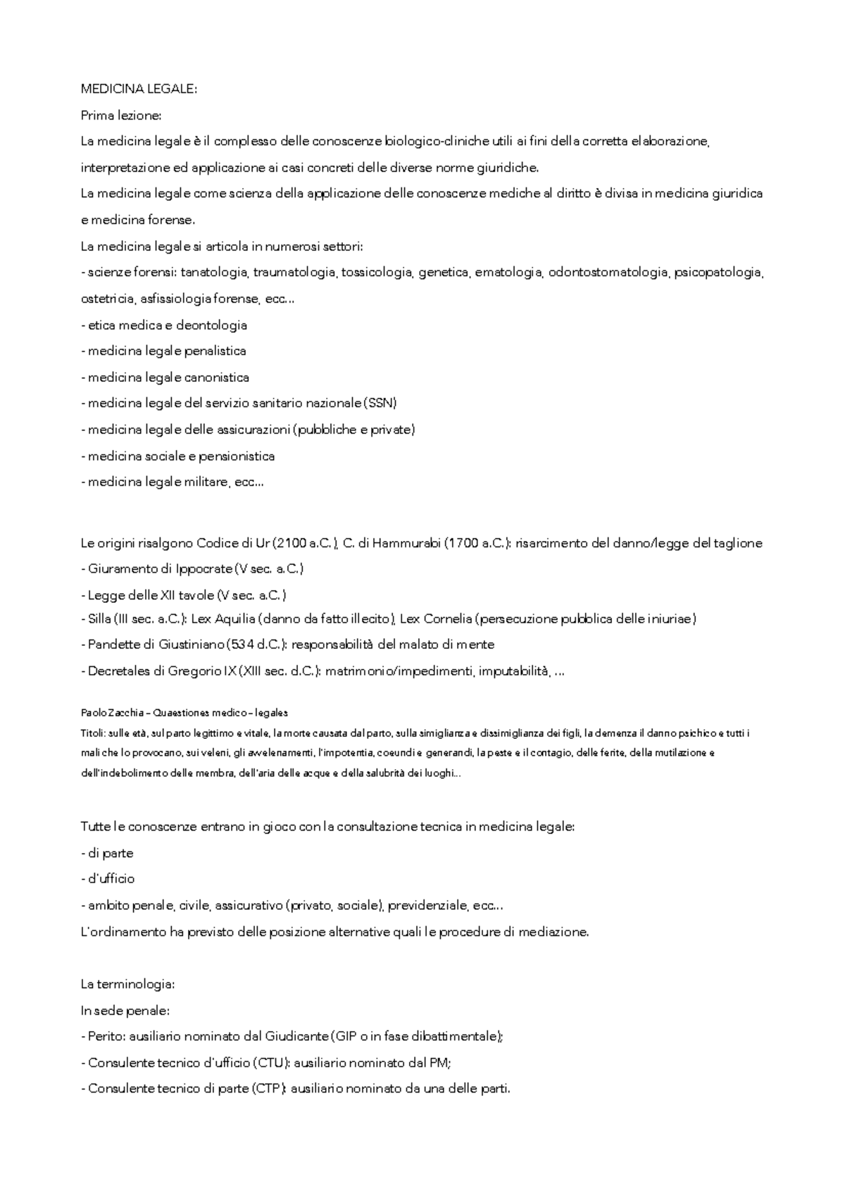File unico medicina legale PDF completi - MEDICINA LEGALE: Prima ...