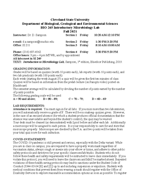 LAB Practical 2 Review - BIO 265 LAB PRACTICAL 2 REVIEW LAB 7 EFFECT OF ...