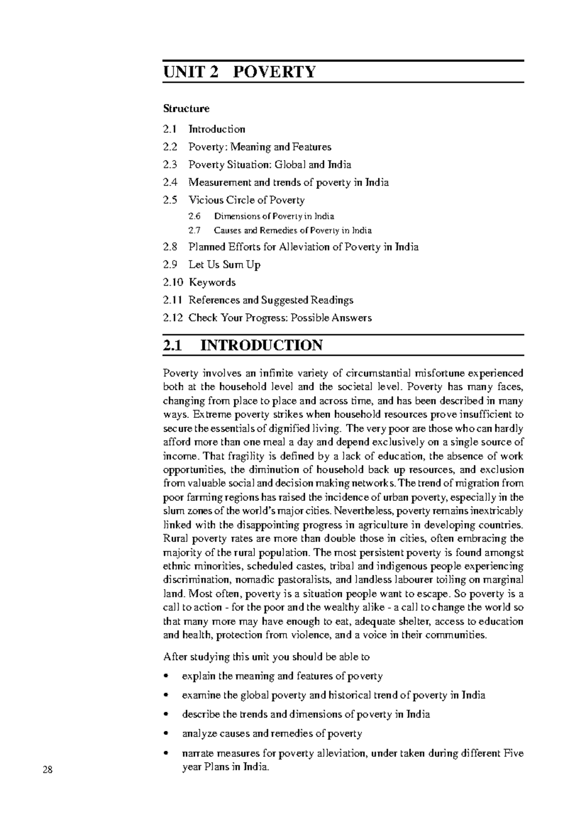 Poverty notes - Basic Issues in Development-I UNIT 2 POVERTY Structure ...