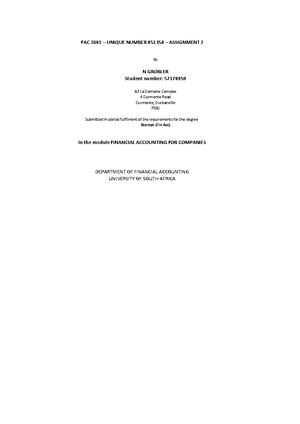 FAC2601 Assessment 1 S1 2023 - Assessment 01/1/ Financial Accounting ...