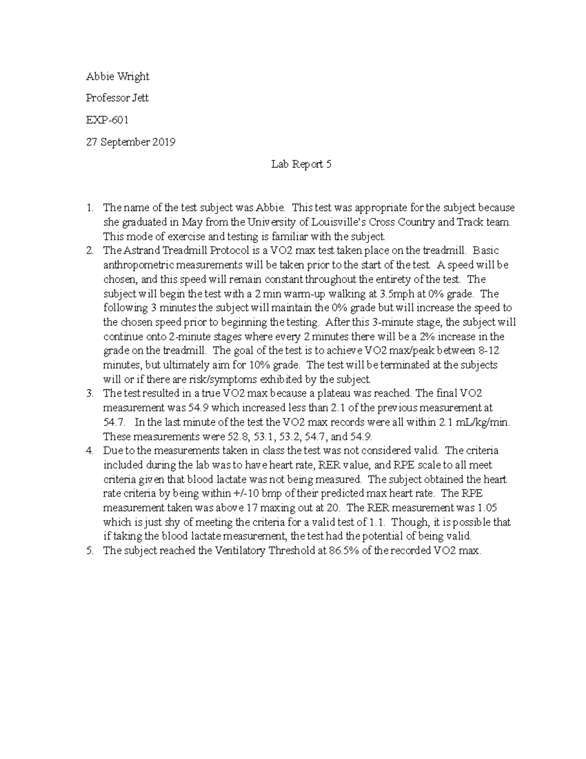 Lab Report 5 - lab 5 assignment - Abbie Wright Professor Jett EXP- 27 ...