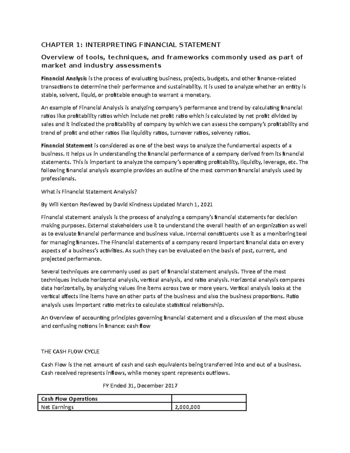 CHAPTER 1: INTERPRETING FINANCIAL STATEMENT - CHAPTER 1: INTERPRETING ...