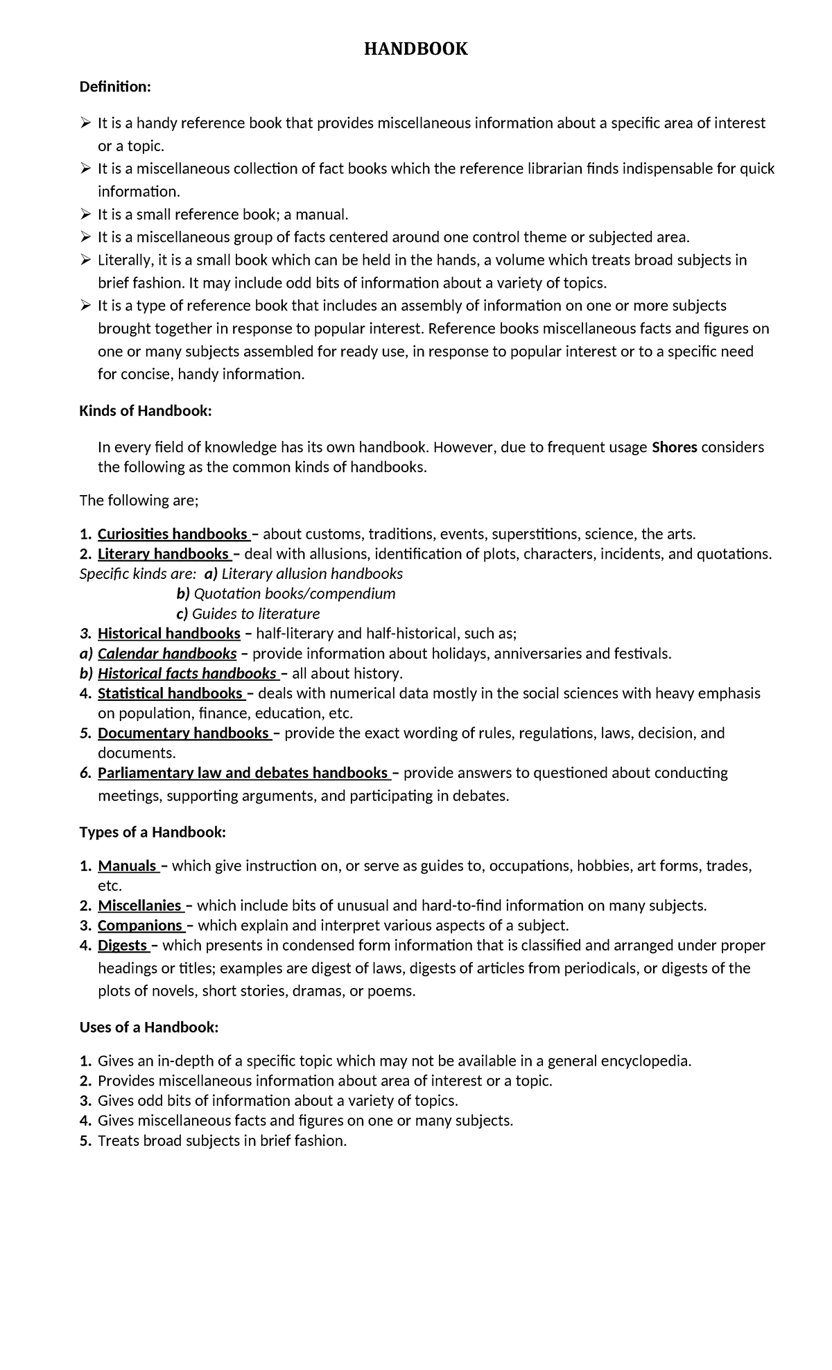 Handbook - HANDBOOK Definition: It is a handy reference book that ...