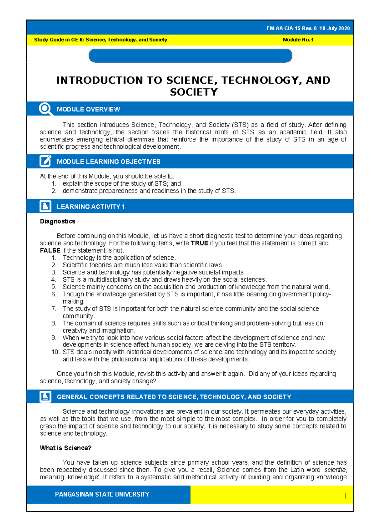 Inbound 3025667823273960568 - STUDY GUIDE FOR MODULE NO. 1 Study Guide in GE 6: Science ...