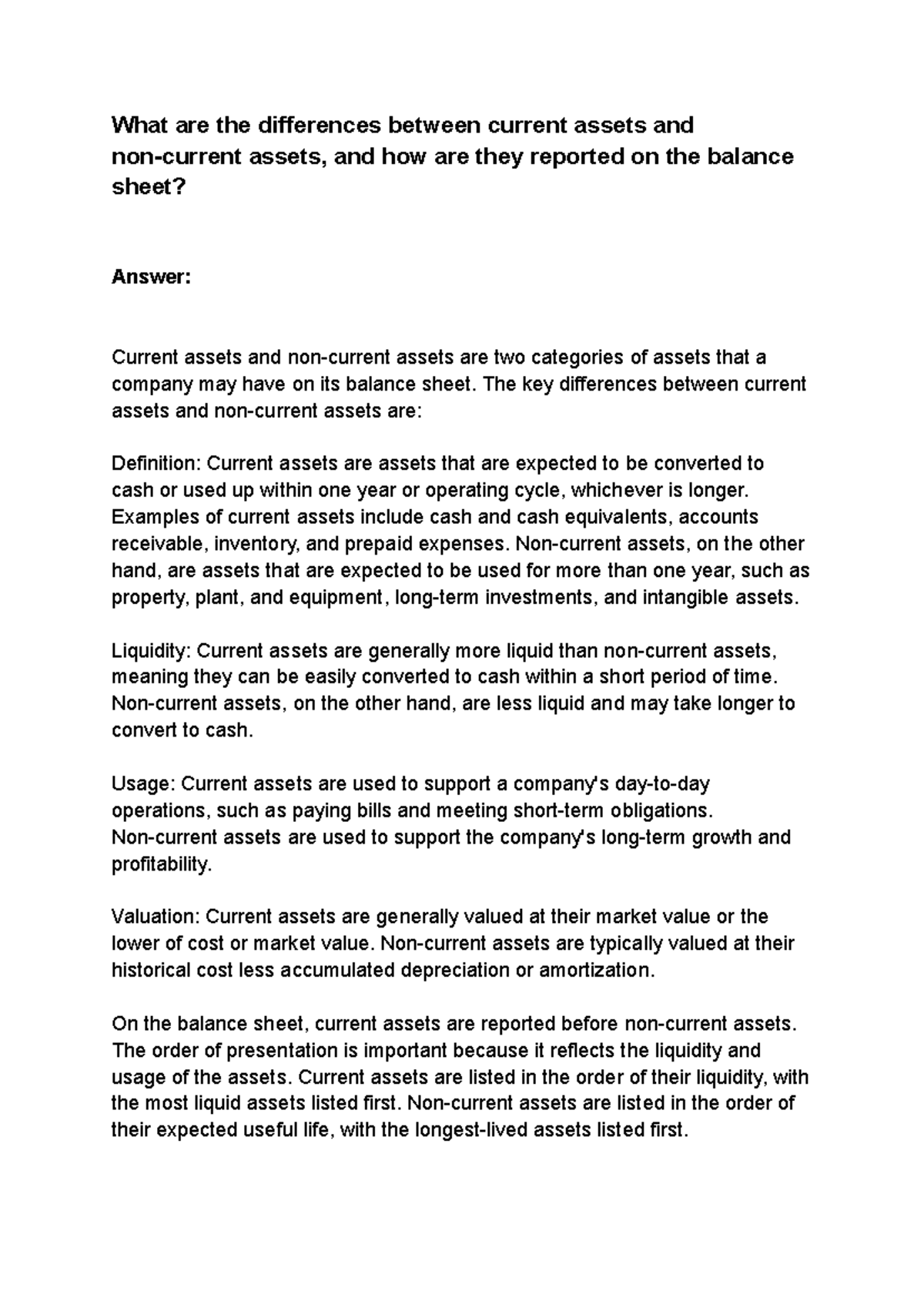 What are the differences between current assets and non-current assets ...