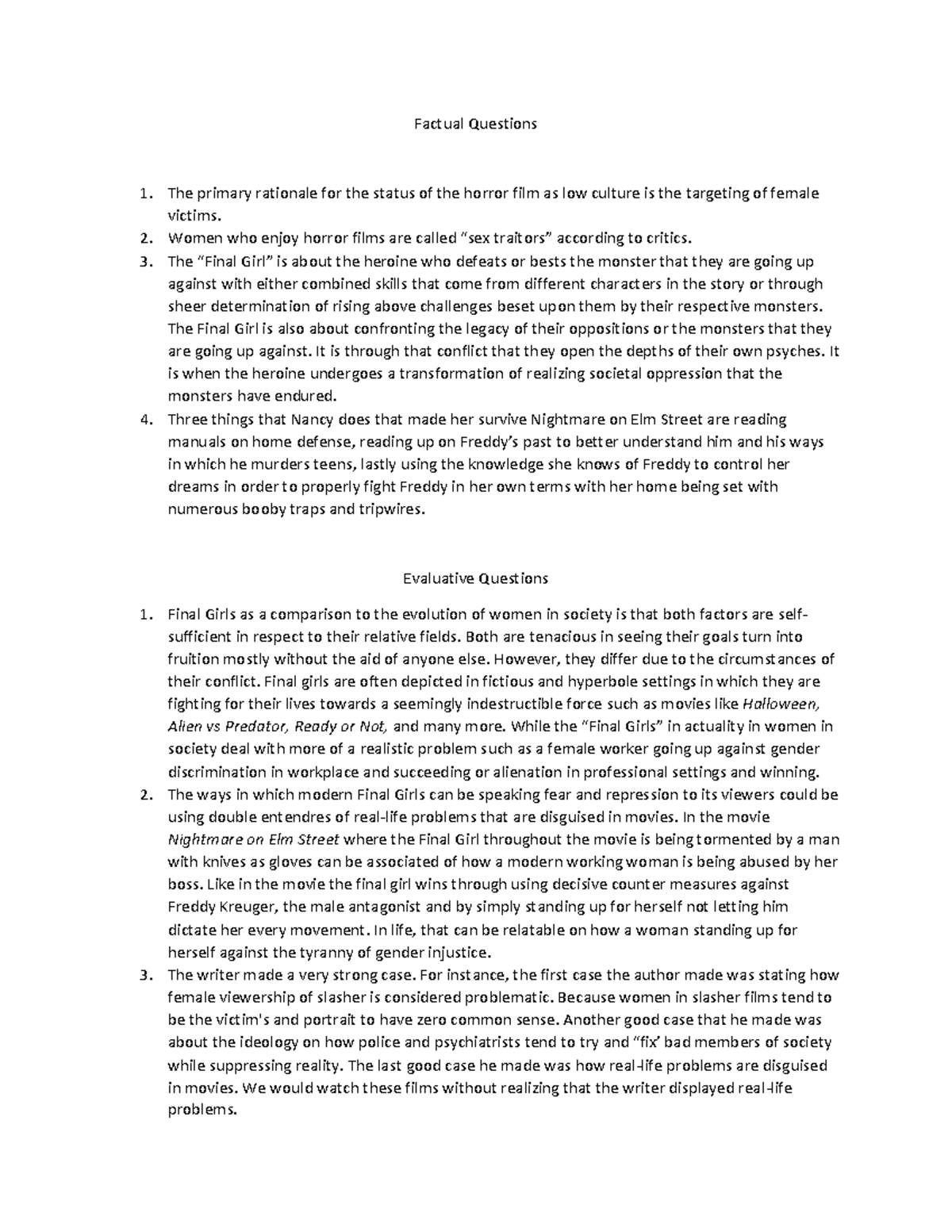 Document 130 - 130 - Factual Questions The primary rationale for the ...