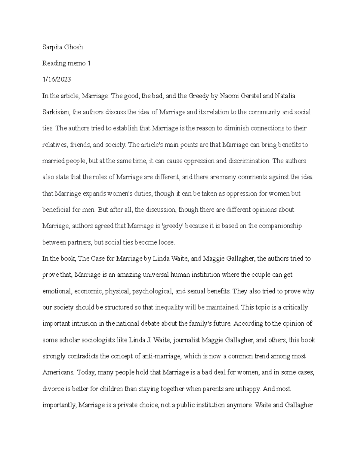 Familly reflection 1 - It will make sense. - Sarpita Ghosh Reading memo ...