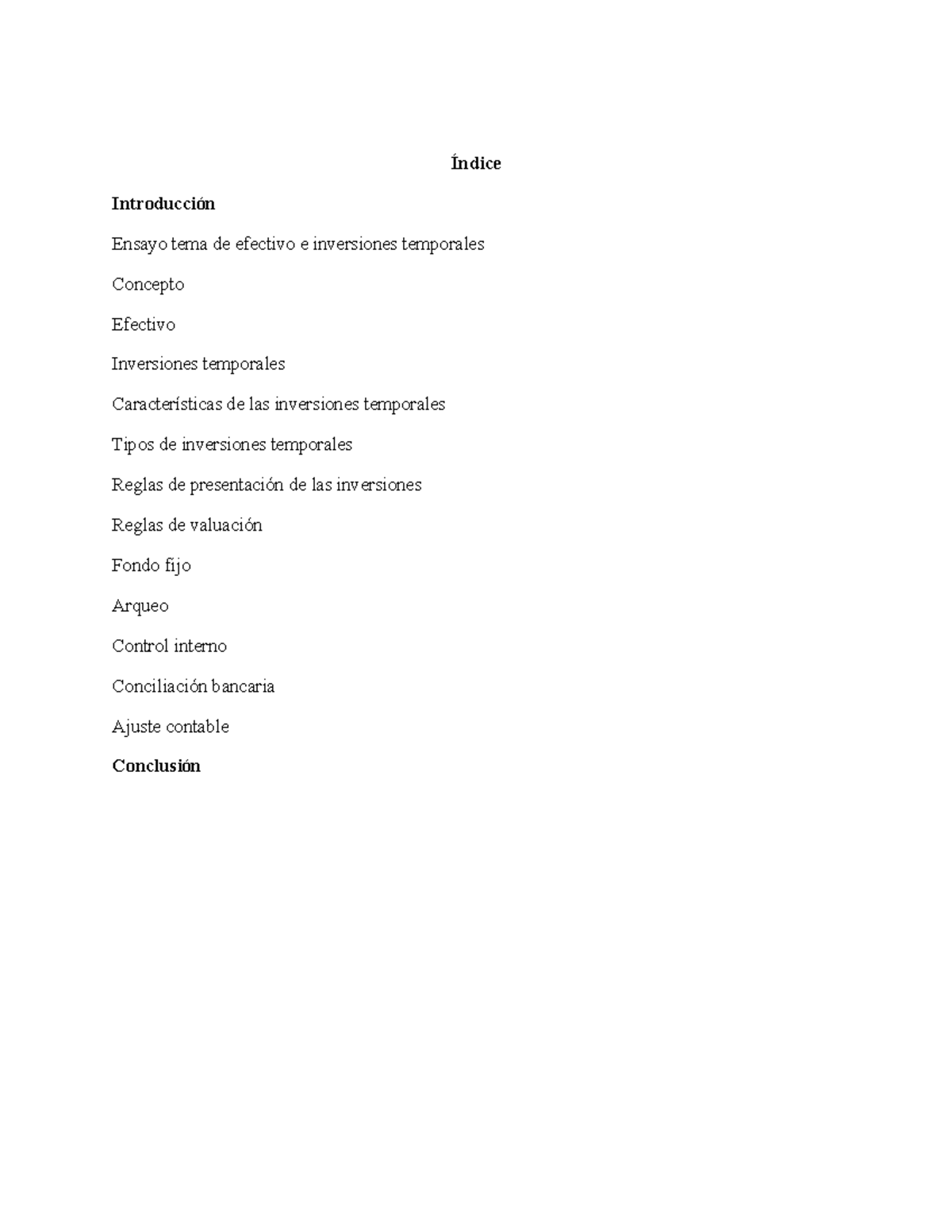 Ensayo 3.1 Cont II - Índice Introducción Ensayo tema de efectivo e ...