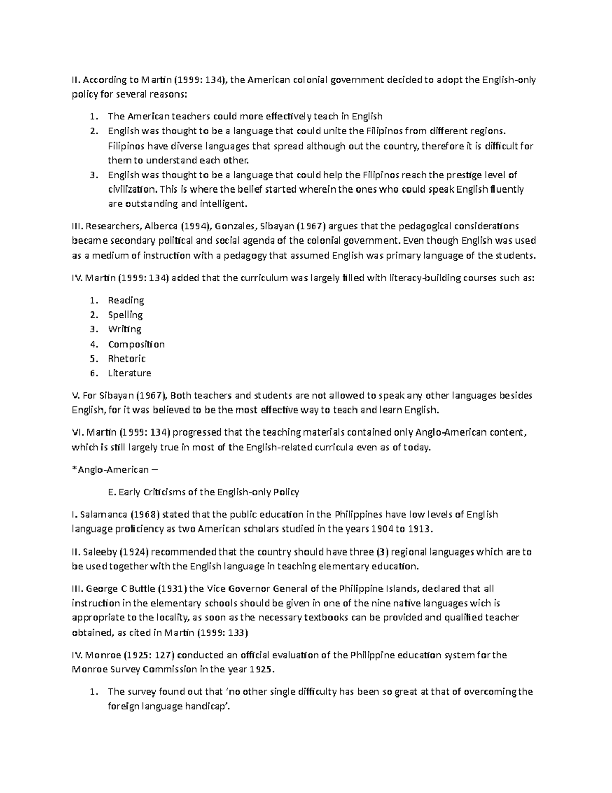 Language Policy: American Colonial English-Only Policy - II. According ...