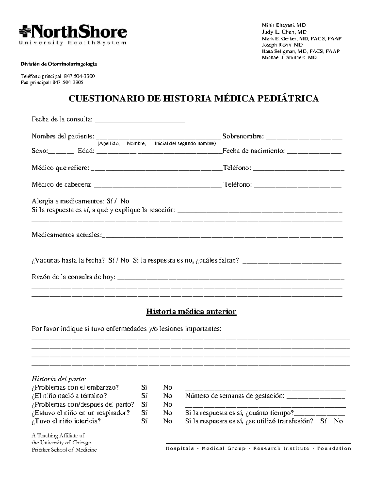 Pediatric-spanish- historia-medica-pediatrica -5-11 - Mihir Bhayani, MD ...