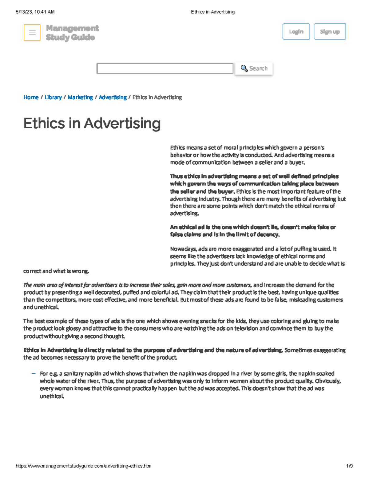 Ethics in Advertising - 5/13/23, 10:41 AM Ethics in Advertising - Studocu