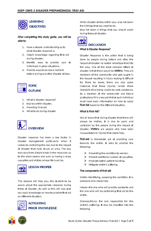 Study Guide 1 Module 1 Lesson 1 Career Planning - NSTP-CWTS 2 STUDY GUIDE 1– Career Planning ...