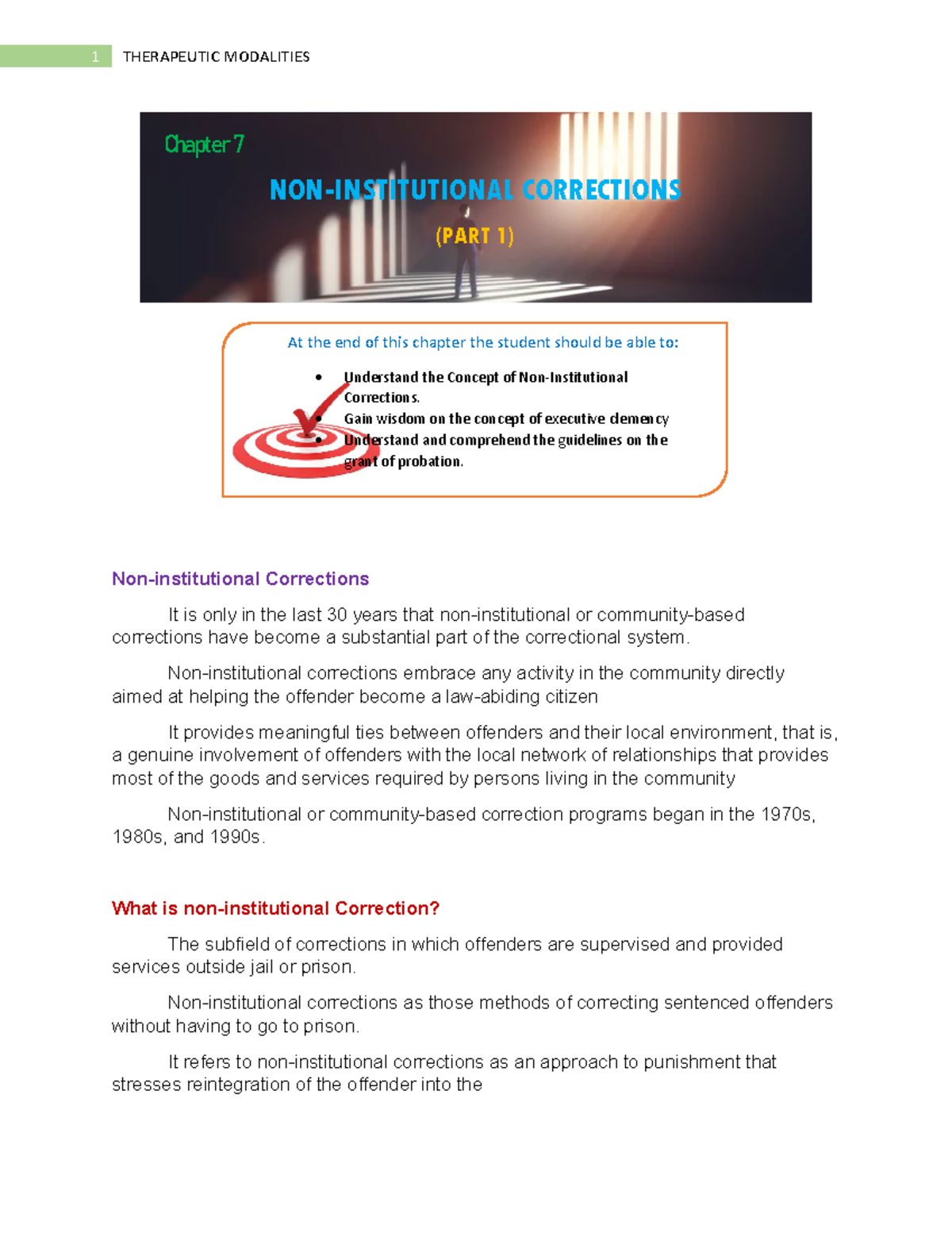 Chapter 7 NON Institutional Correction PART 1 - Non-institutional ...