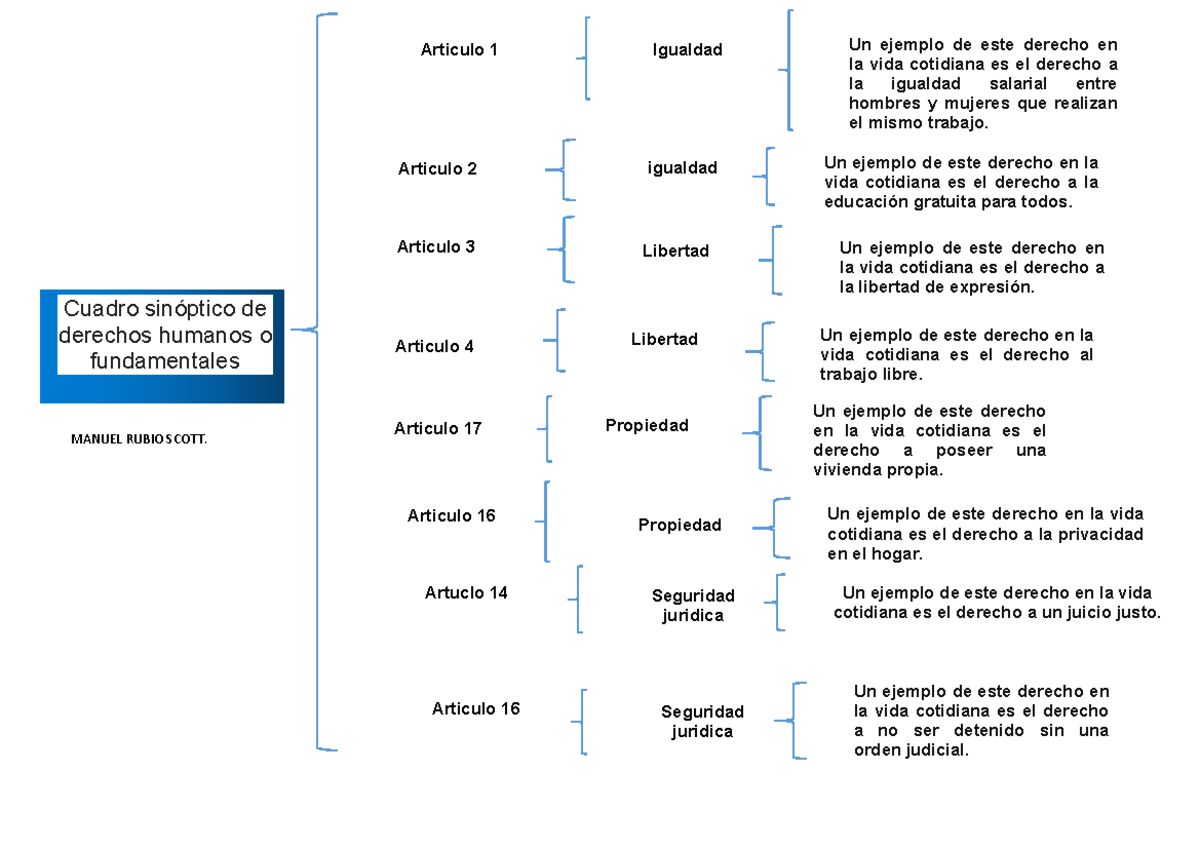 Portafolio. Cuadro sinóptico de derechos humanos o fundamentales - Cuadro sinóptico de derechos ...
