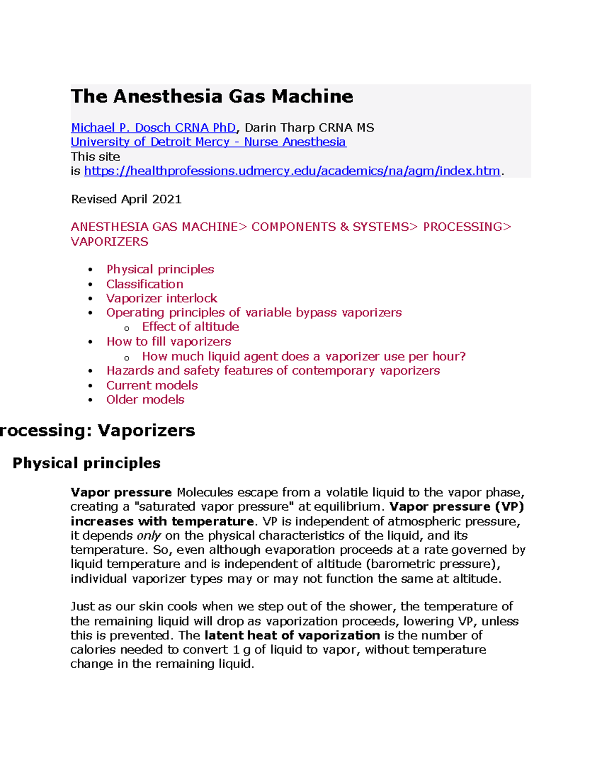 A59 - Anesthesia - The Anesthesia Gas Machine Michael P. Dosch CRNA PhD ...