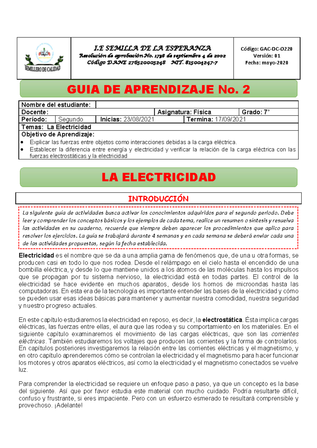 Electricidad ley de coulomb - Resolución de aprobación No. 1796 de ...