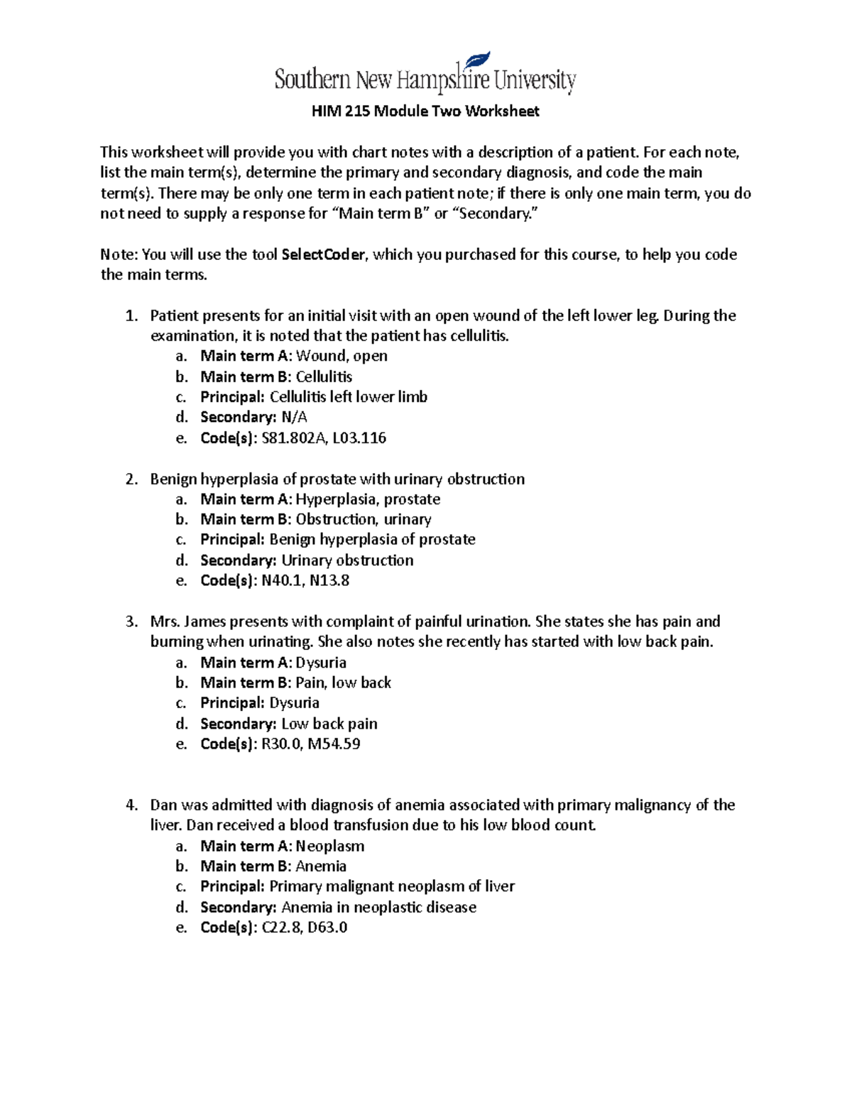 HIM 215 Module Two Worksheet - HIM 215 Module Two Worksheet This ...