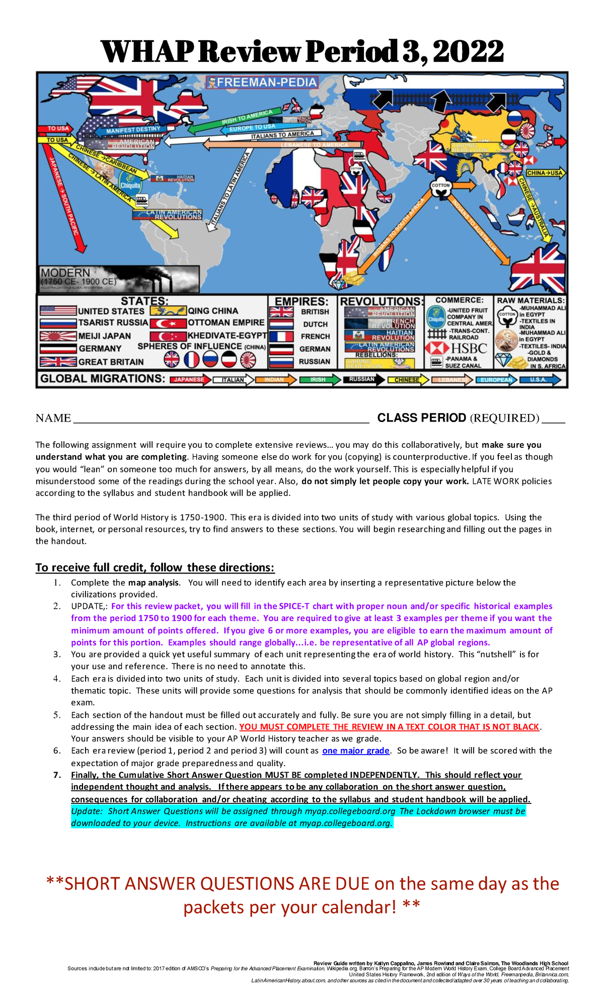 WHAP Review 3 - Sources include but are not limited to: 2017 edition of ...