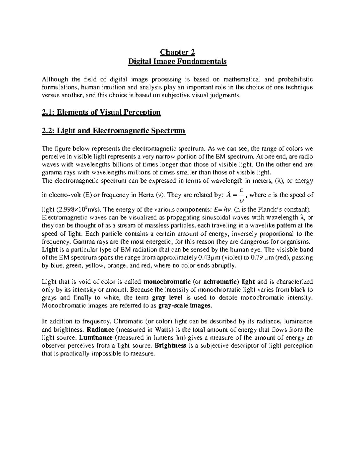 Chapter 2-DIP notes(bis) - Chapter 2 Digital Image Fundamentals ...