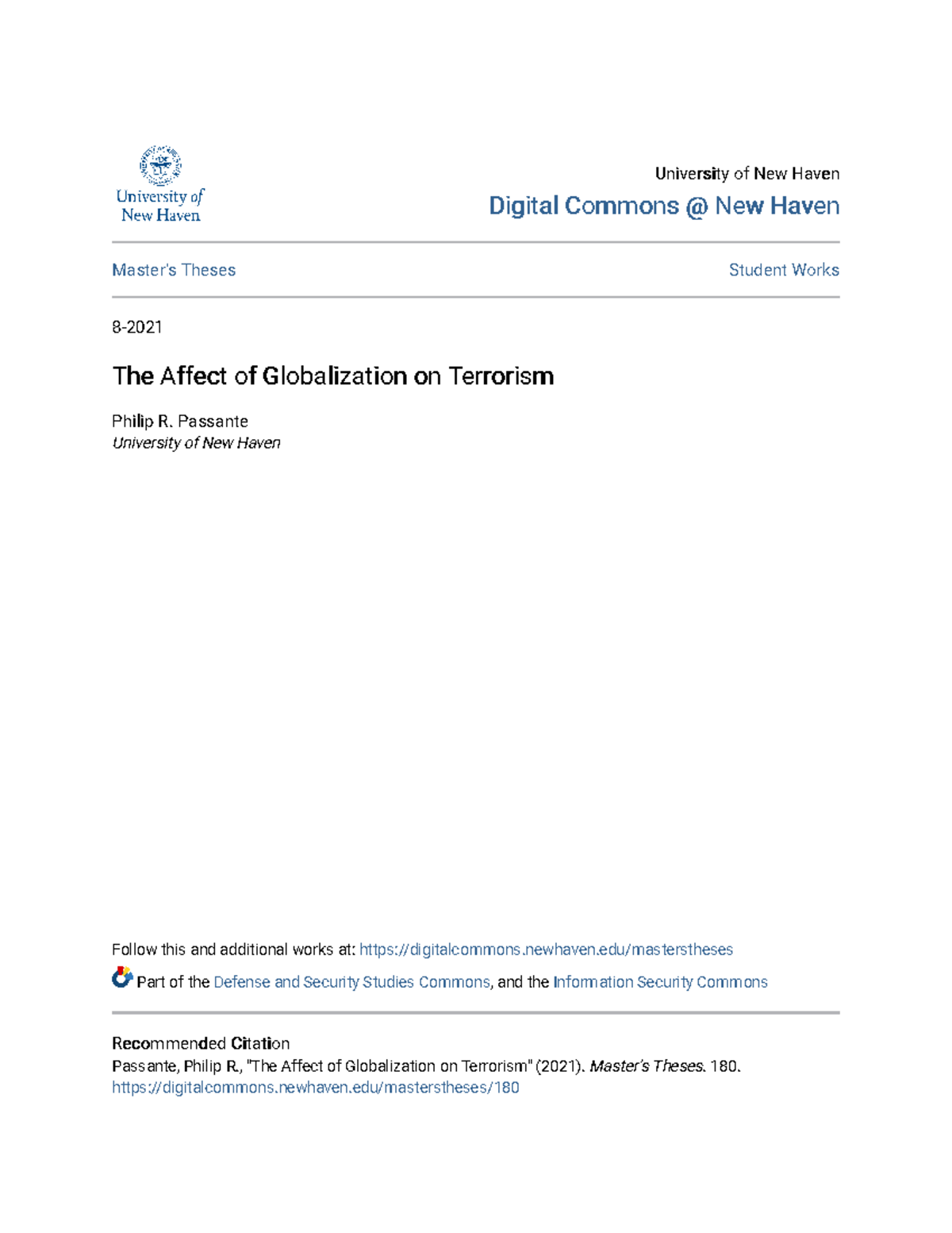 The Affect of Globalization on Terrorism - University of New ...
