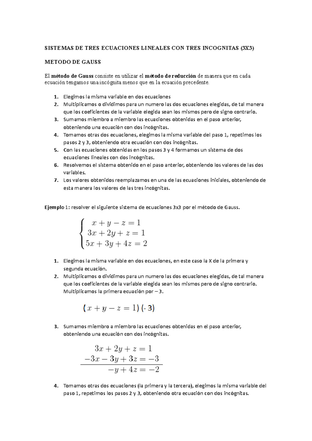 Sistemas De Ecuaciones 3x3 Pasos Para Resolver Metodo De Gauss