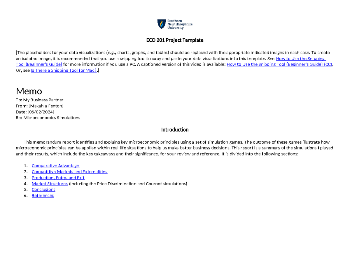 ECO 201 Project Template - ECO 201 Project Template [The placeholders ...