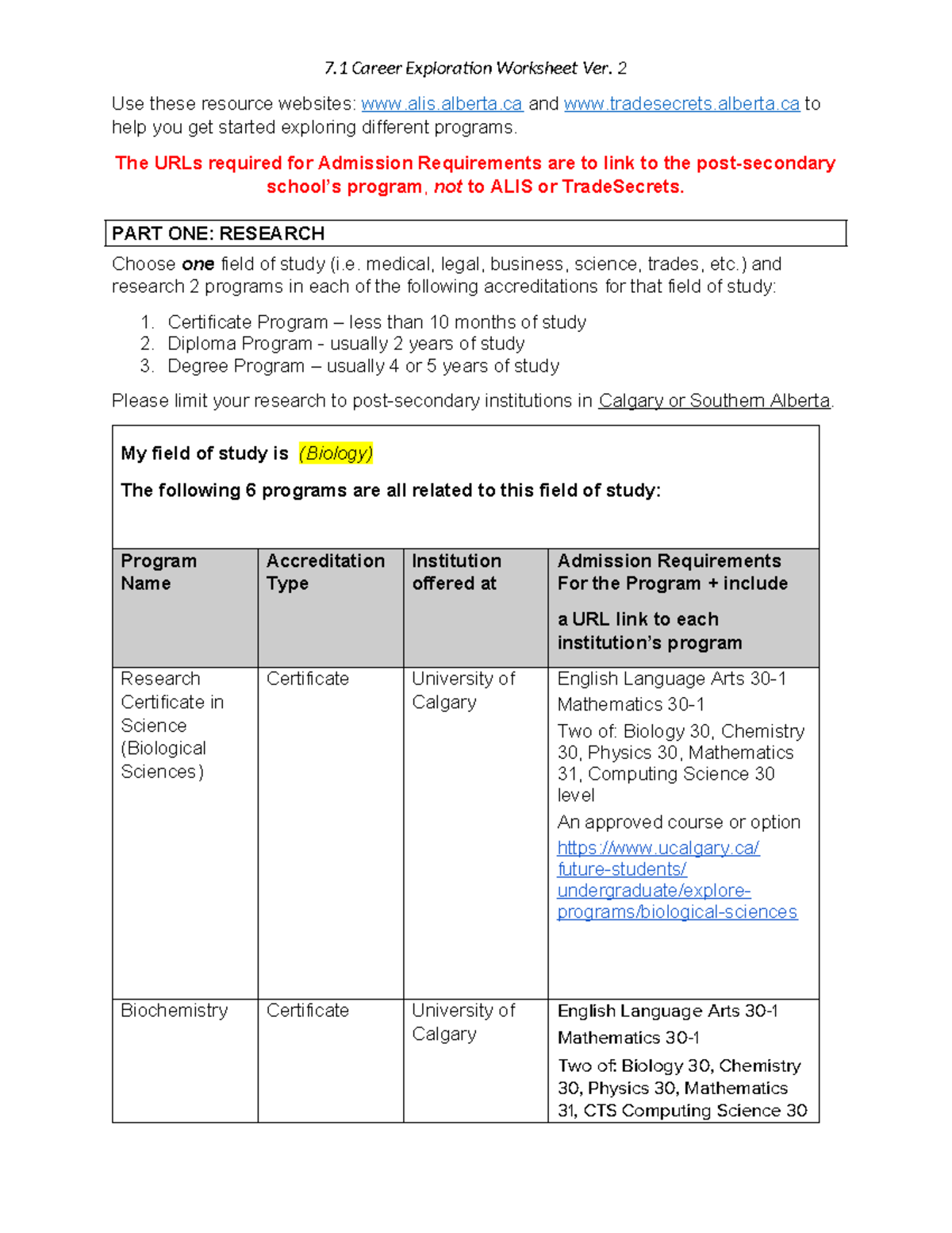 Copy of 7.1 Ver 2 - Career Exploration Worksheet - Use these resource ...