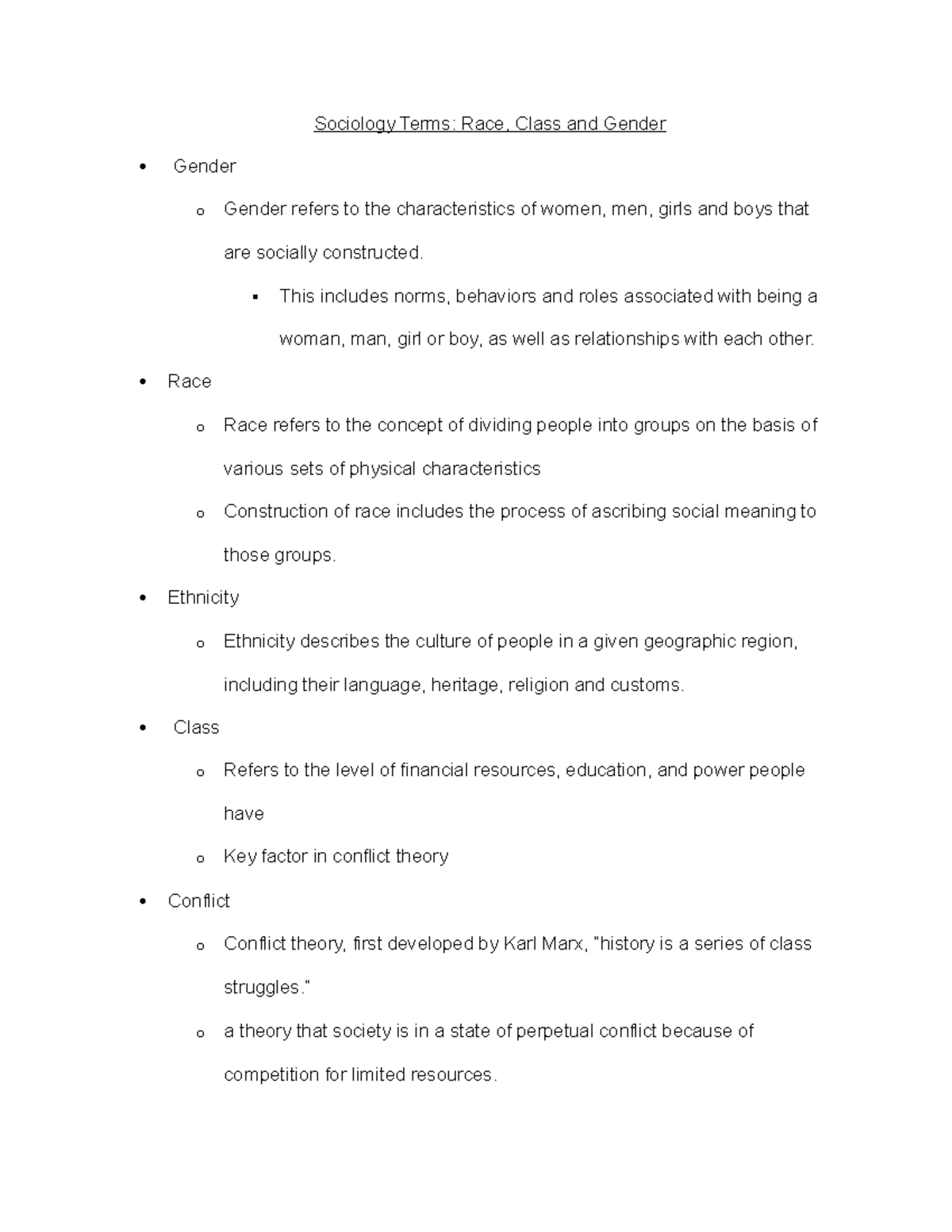 Sociology Terms- Race, Class, Gender - Sociology Terms: Race, Class and ...