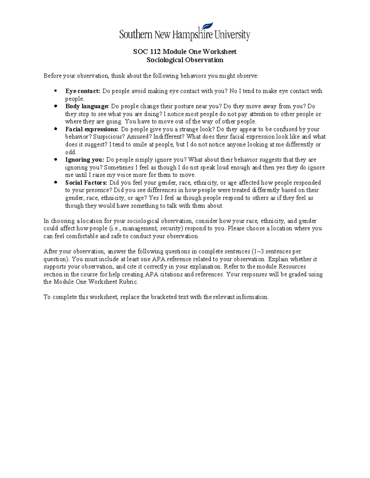 SOC 112 Module One Worksheet - SOC 112 Module One Worksheet ...