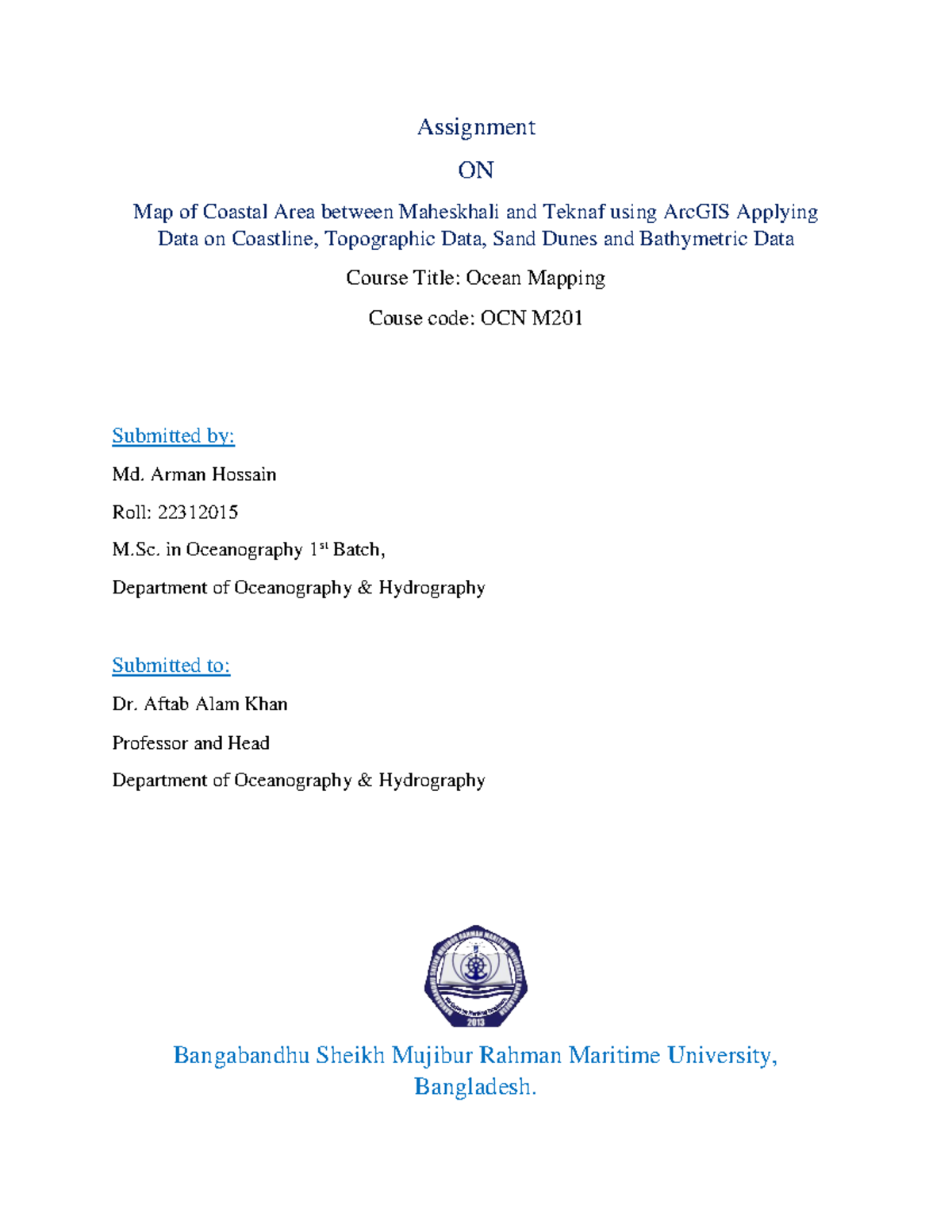 Ocean mapping assignment - Assignment ON Map of Coastal Area between ...