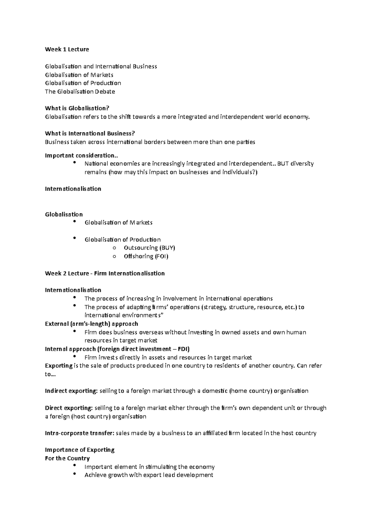 Bsb 119 Lecture And Tutorial Notes Week 1 Lecture Globalisation And