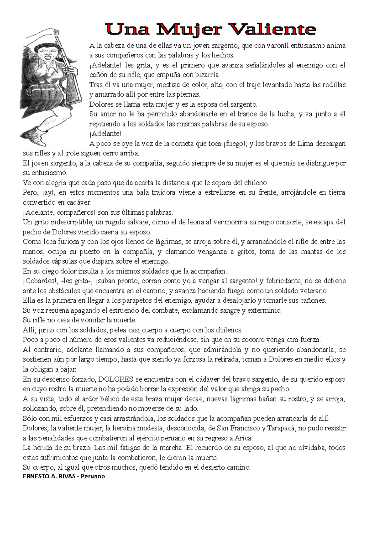 Una Mujer Valiente para Sexto de Primaria - A la cabeza de una de ellas va un joven sargento ...