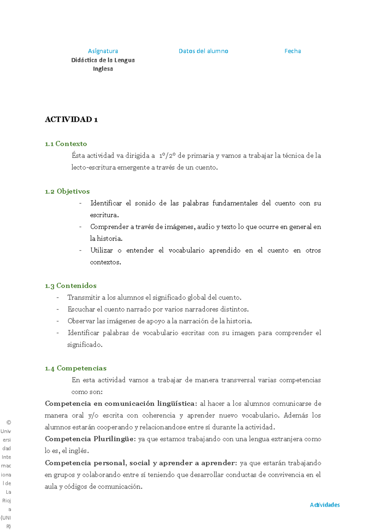Actividades de Lecto Escritura y desarrollo de vocabulario mediante ...