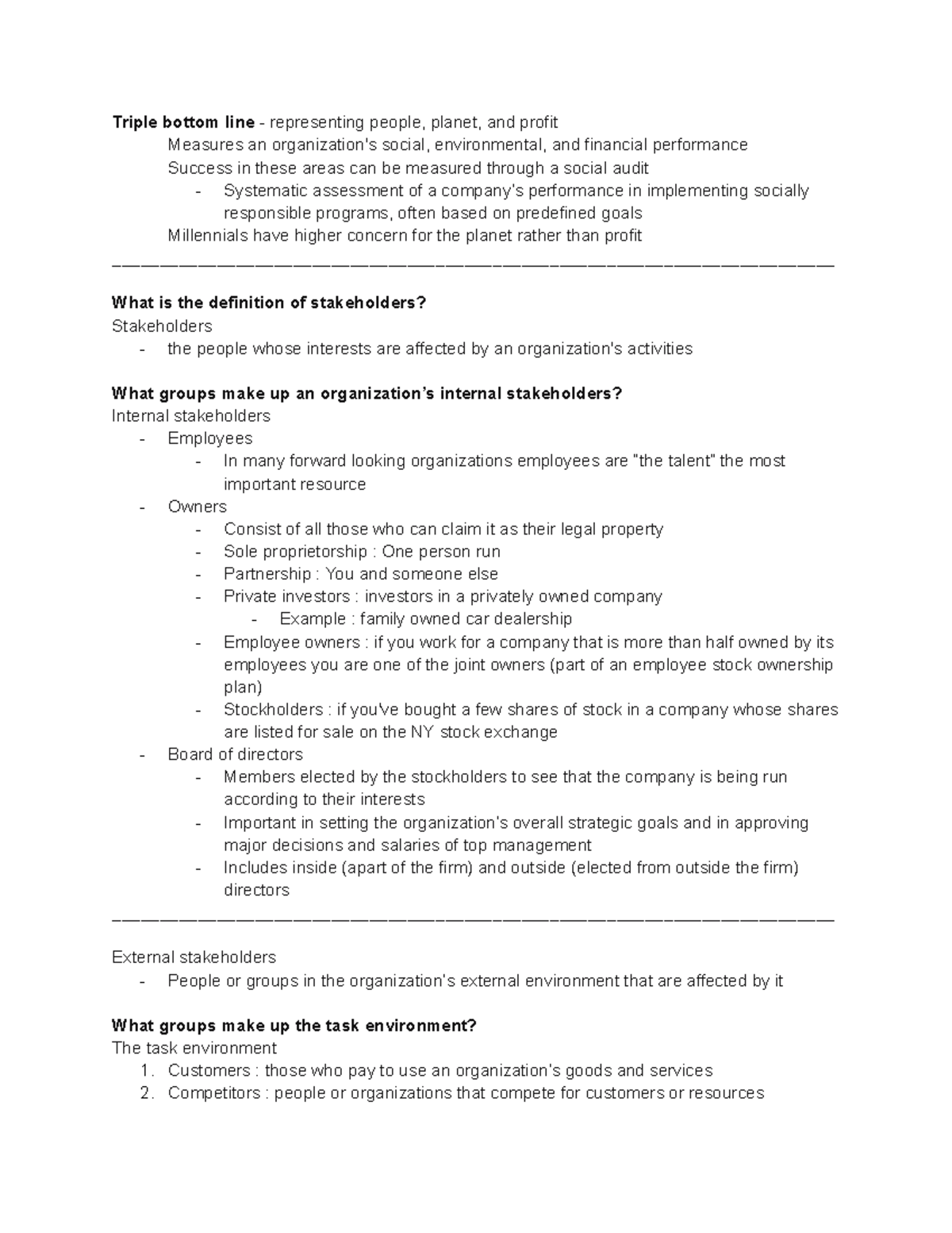 MGT 3370 Chapter 3 Notes - Triple bottom line - representing people ...