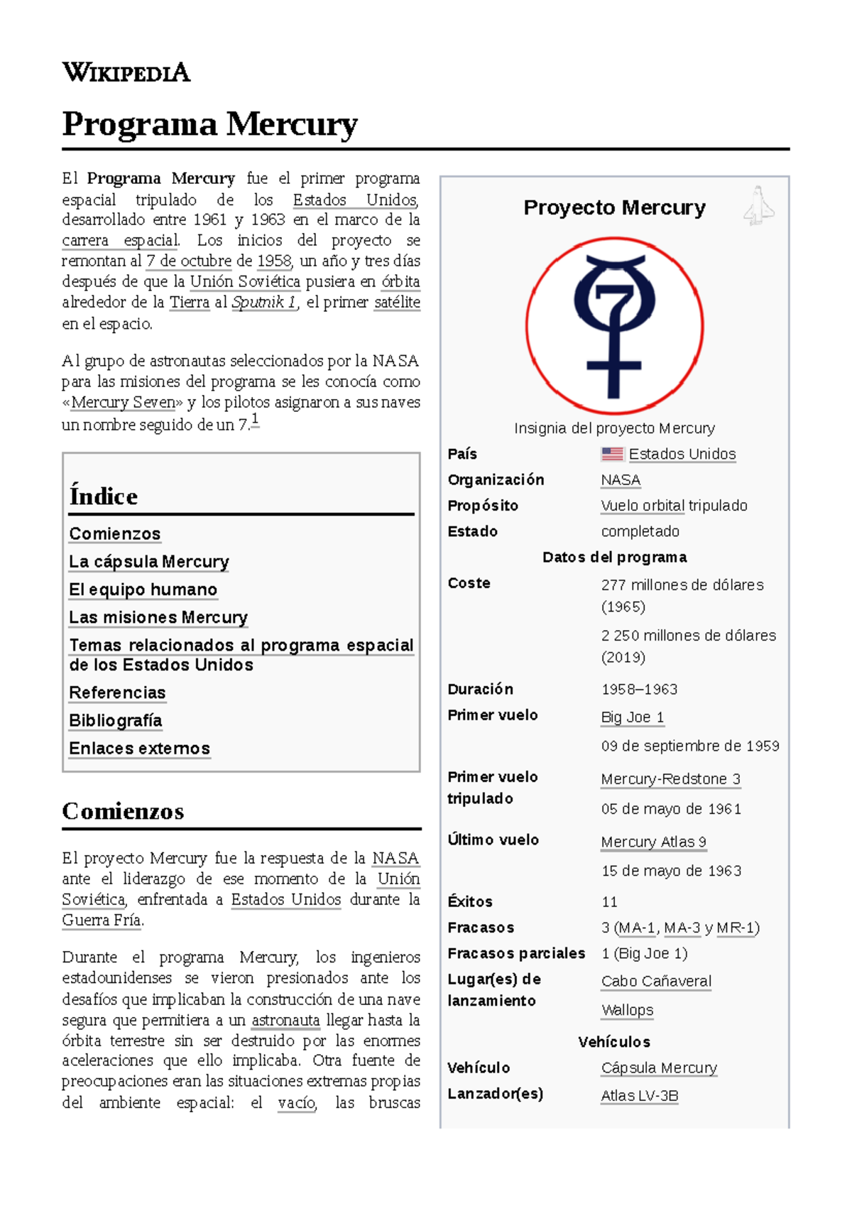 Programa Mercury - mercadotecnia - Proyecto Mercury Insignia del proyecto Mercury País Estados ...