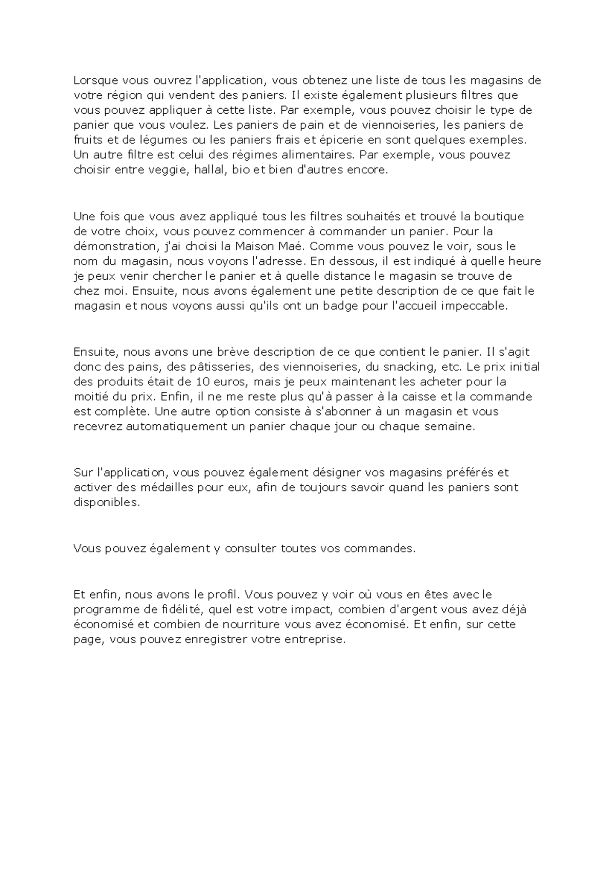 Tekst frans pe1 - opdracht pe 1 - Lorsque vous ouvrez l'application, vous obtenez une liste de ...