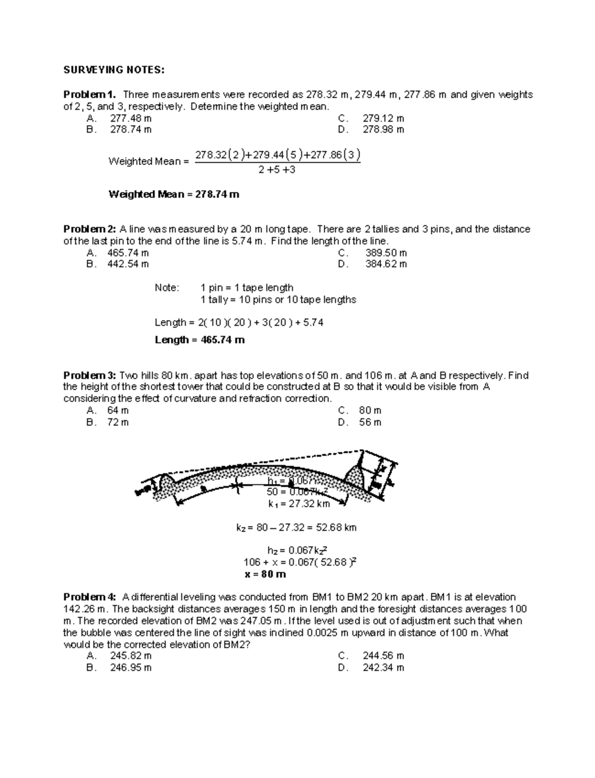 Surveying Notes - 24 - N.a - SURVEYING NOTES: Problem 1. Three ...
