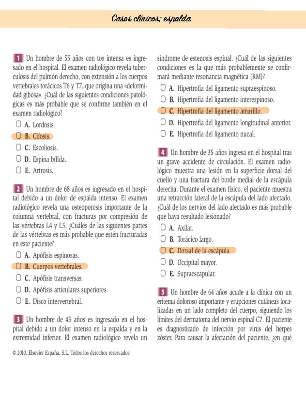 Casos clinicos - Resumen - Casos espalda 1 Un hombre de 55 años con tos ...