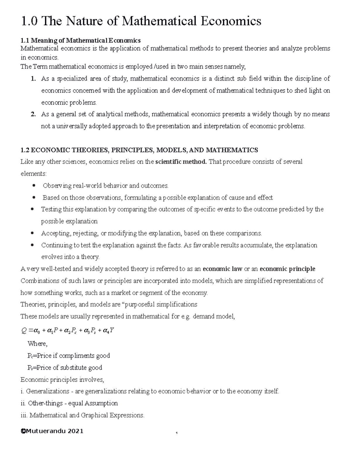 ECON 130 Topic 1 Handout 015616 - 1 The Nature of Mathematical ...
