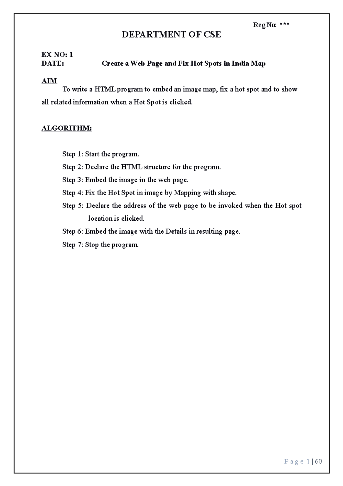 CS8661-IP Record 2020 - DEPARTMENT OF CSE EX NO: 1 DATE: Create a Web Page and Fix Hot Spots in ...