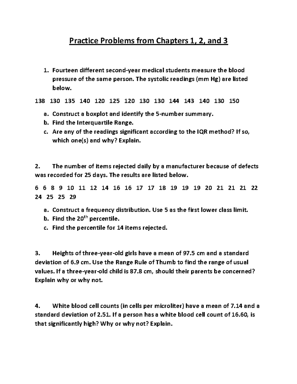 Problems-Ch1,2,3-1 - Practice material for chapter 1,2,3 - Practice Problems from Chapters 1, 2 ...