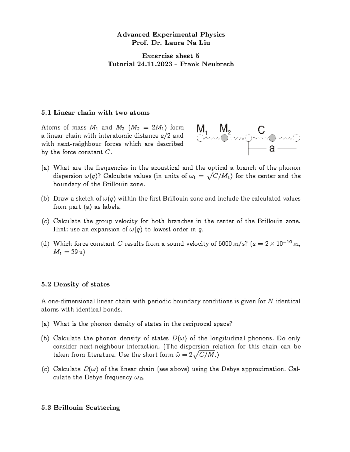 Exercise 05 - tutorial ex aep - Advanced Experimental Physics Prof. Dr ...