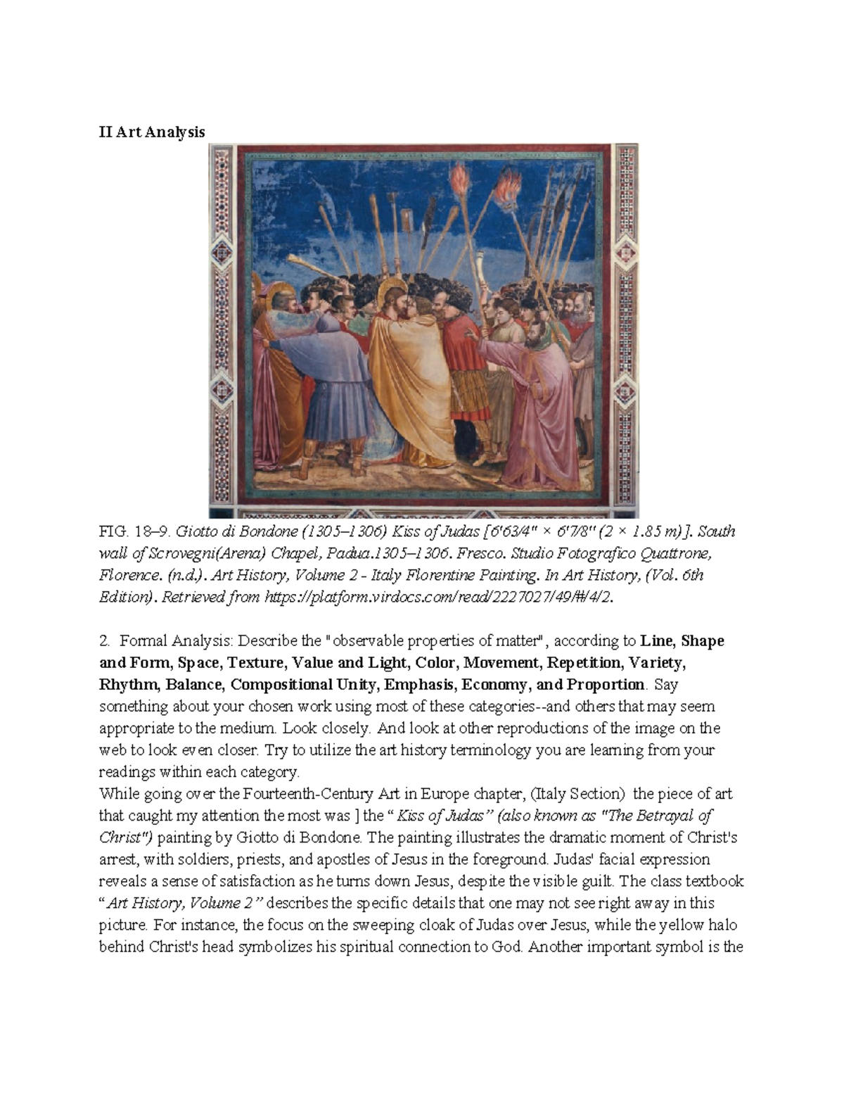 Analysis Seminar Initial Post - II Art Analysis FIG. 18–9. Giotto di Bondone (1305–1306) Kiss of ...