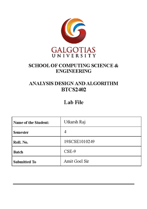 Mcq on asymptotic notations - Algorithm Analysis & Design - Studocu