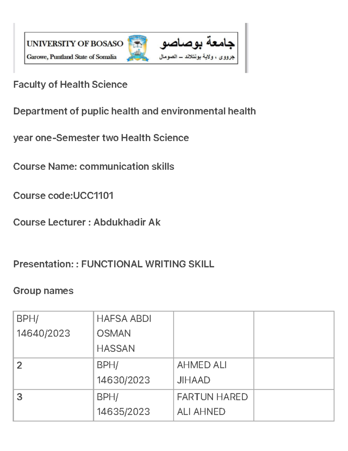 Faculty of Health Science (16) - Faculty of Health Science Department ...