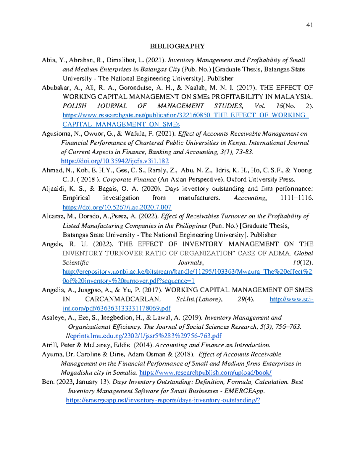 Bibliography - BIBLIOGRAPHY Abia, Y., Abrahan, R., Dimalibot, L. (2021 ...