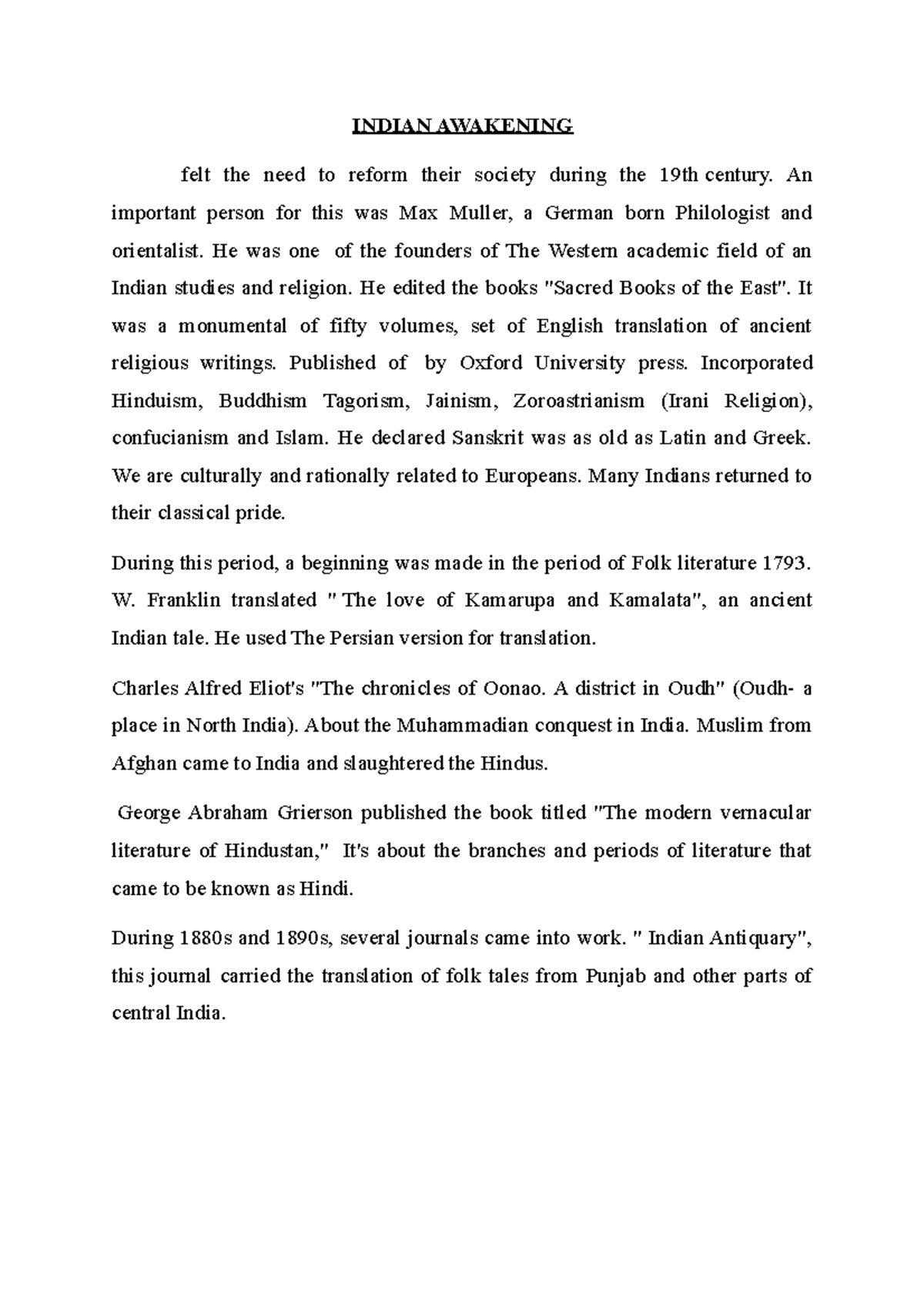 Indian Awakening - INDIAN AWAKENING felt the need to reform their ...